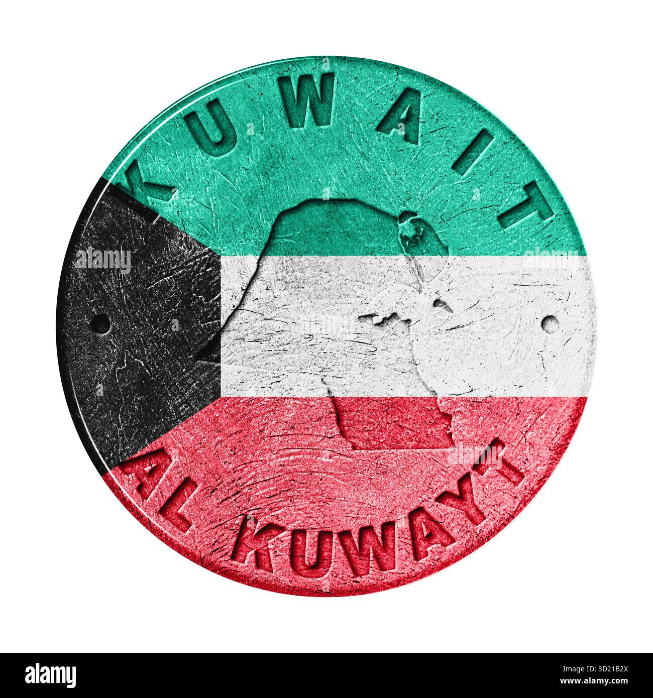 Kuwait Flag Button with Map Stock Photo - Alamy