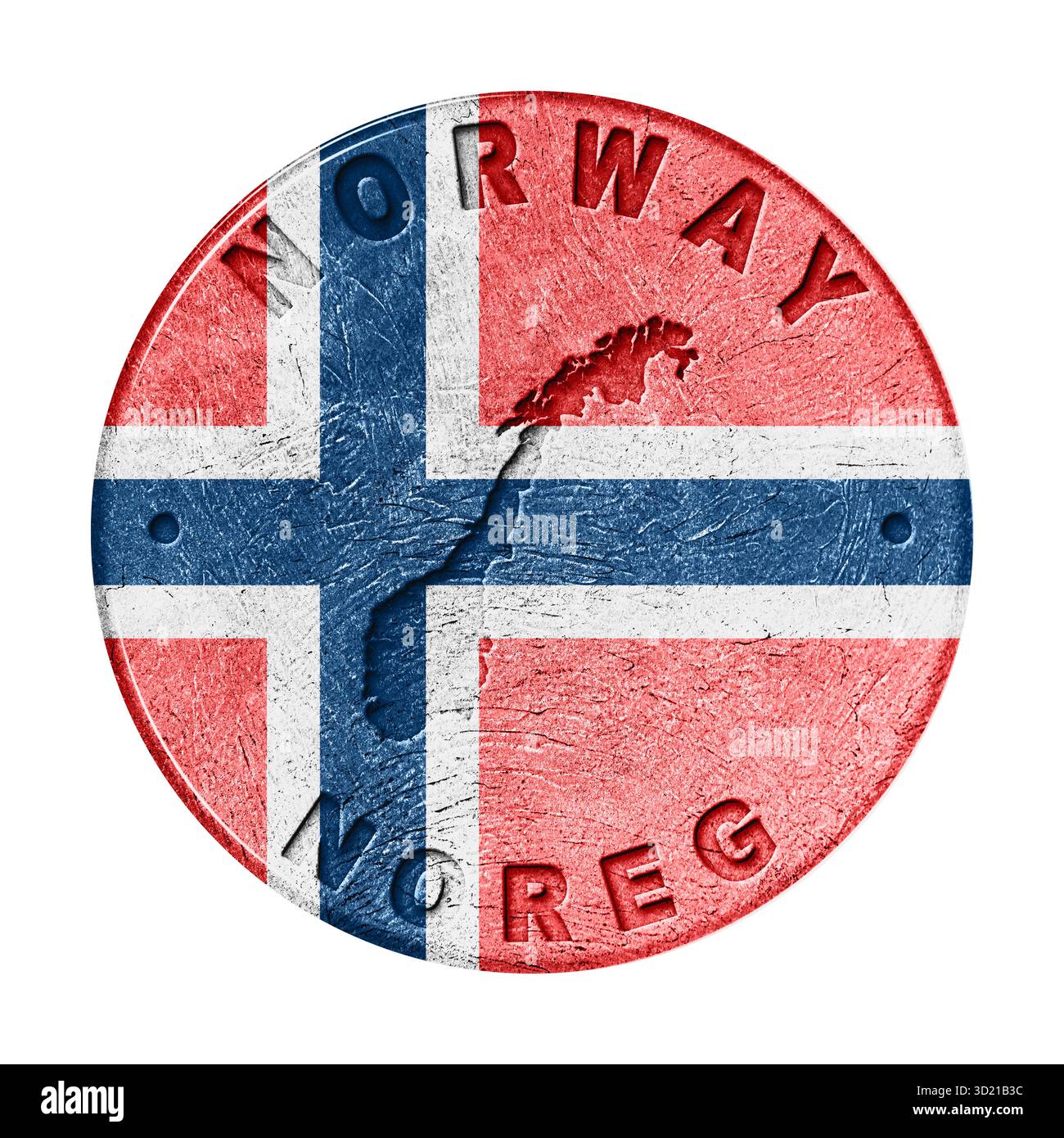 Norway Flag Button with Map, Retro Style Stock Photo - Alamy