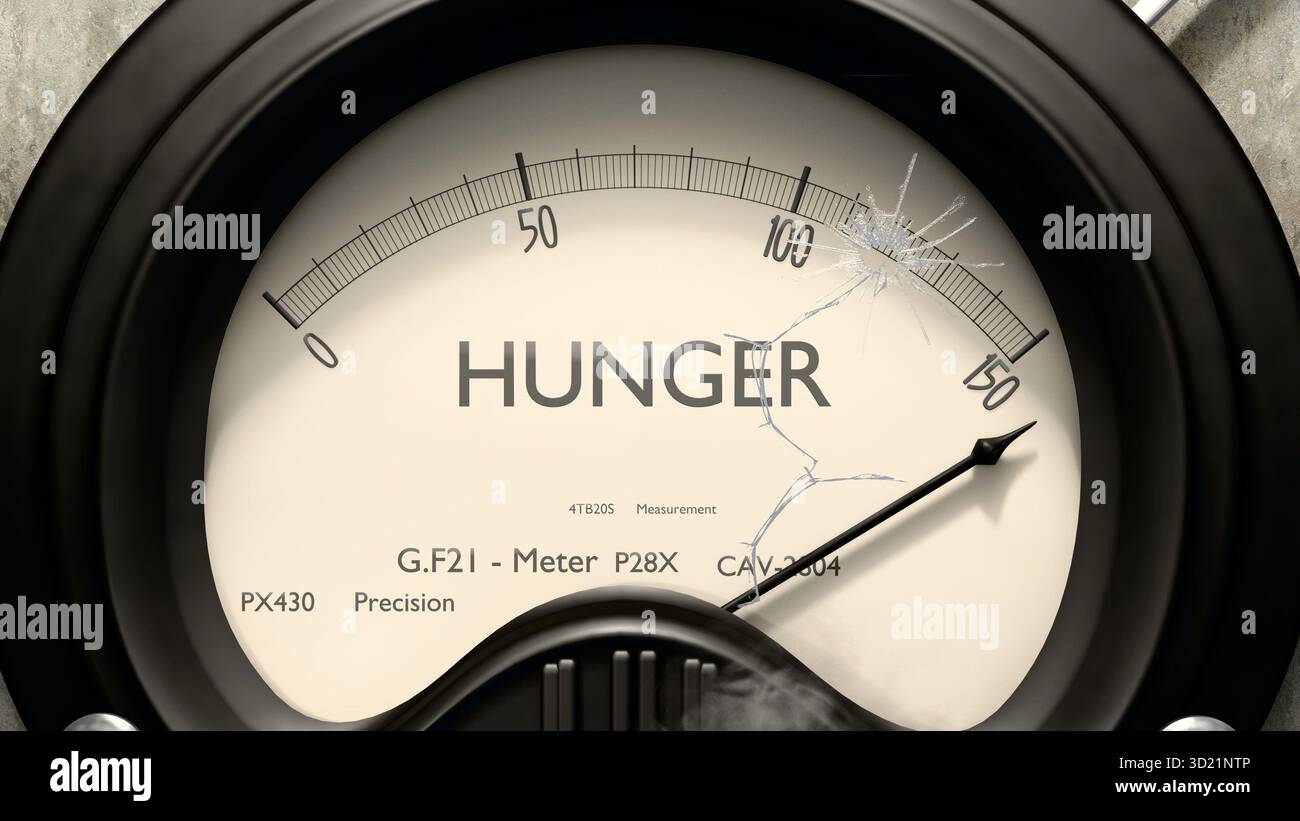 Hunger meter showing high levels of hunger. Dangerously increasing ...