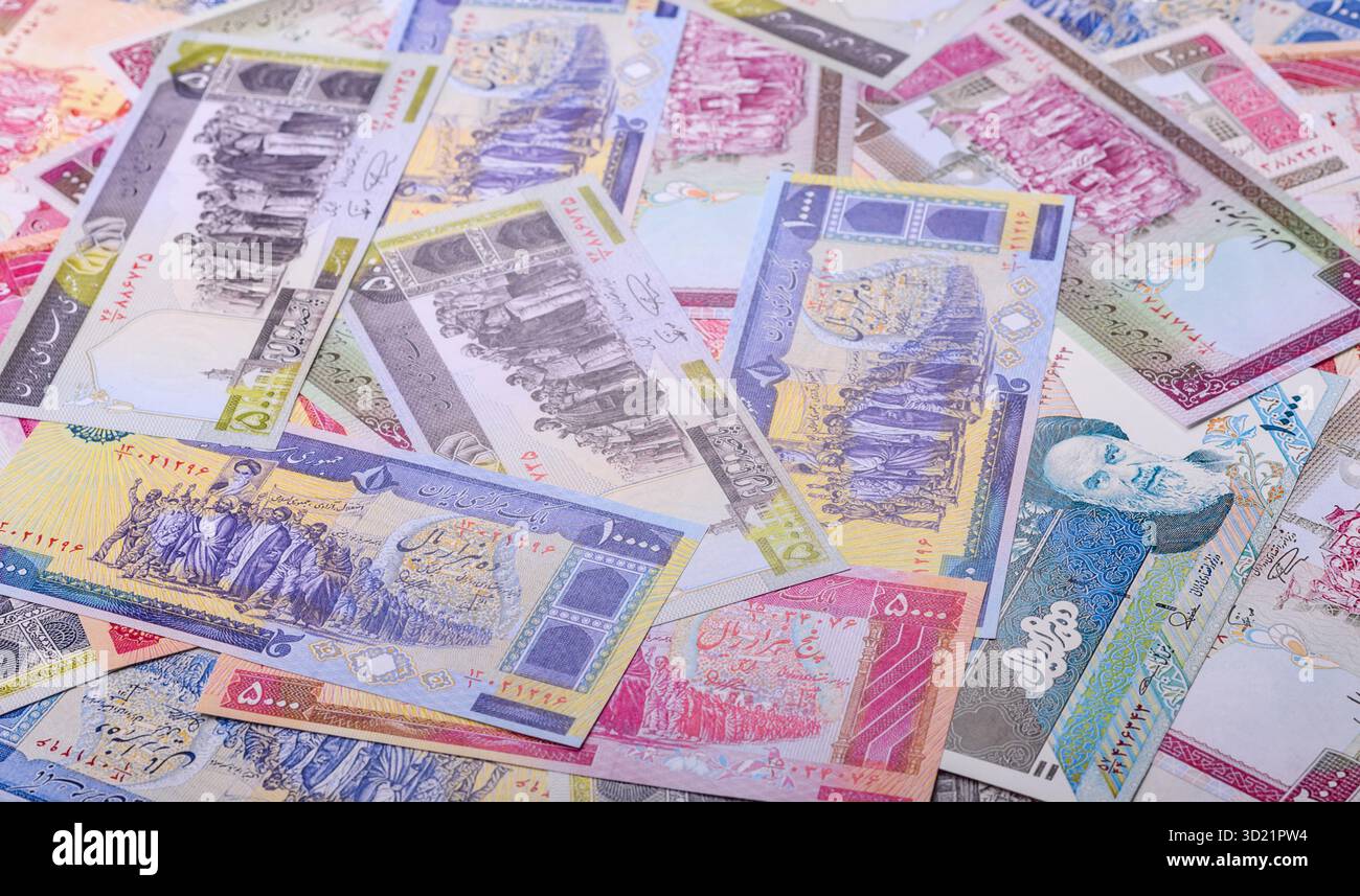 Iranian paper money, banknotes, rial currency for business and ...