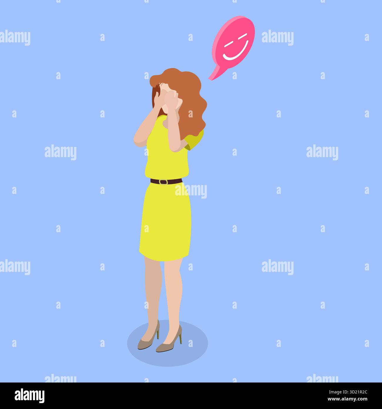 3D Isometric Flat Illustration of Human Emotions, Embarassment ...