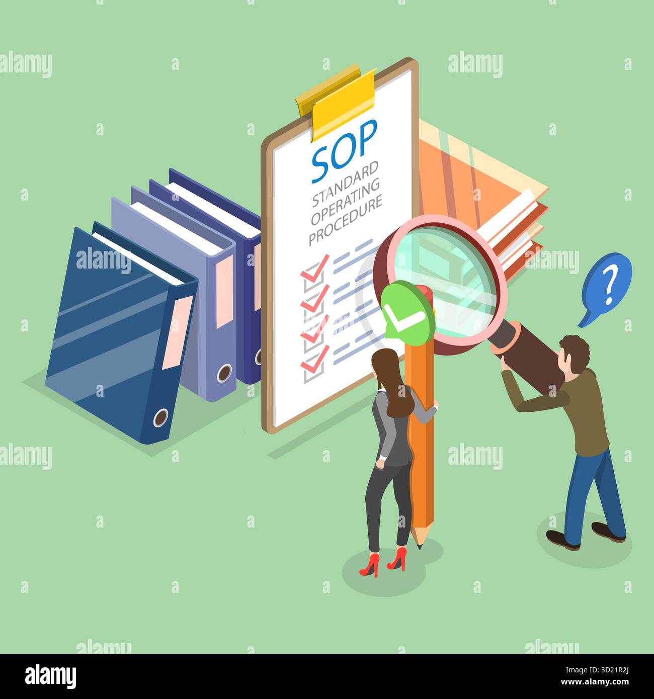 3D Isometric Flat Illustration of Standard Operating Procedure, SOP ...