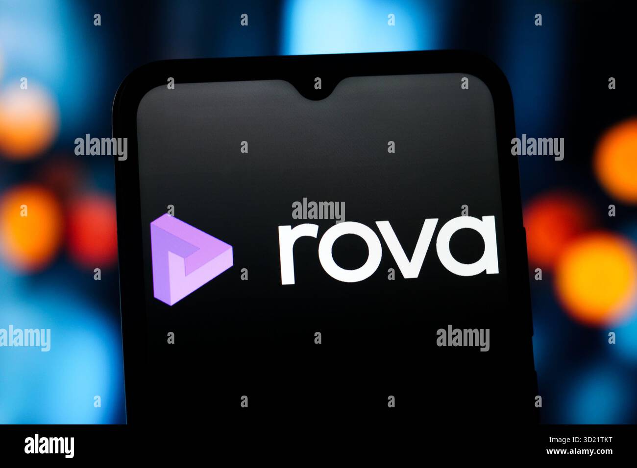 In this photo illustration, the Rova logo is seen displayed on a ...