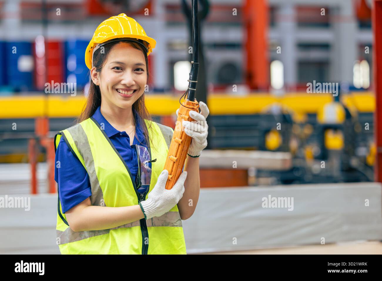 Portrait, Young Asian woman engineer worker happy smiling professional ...