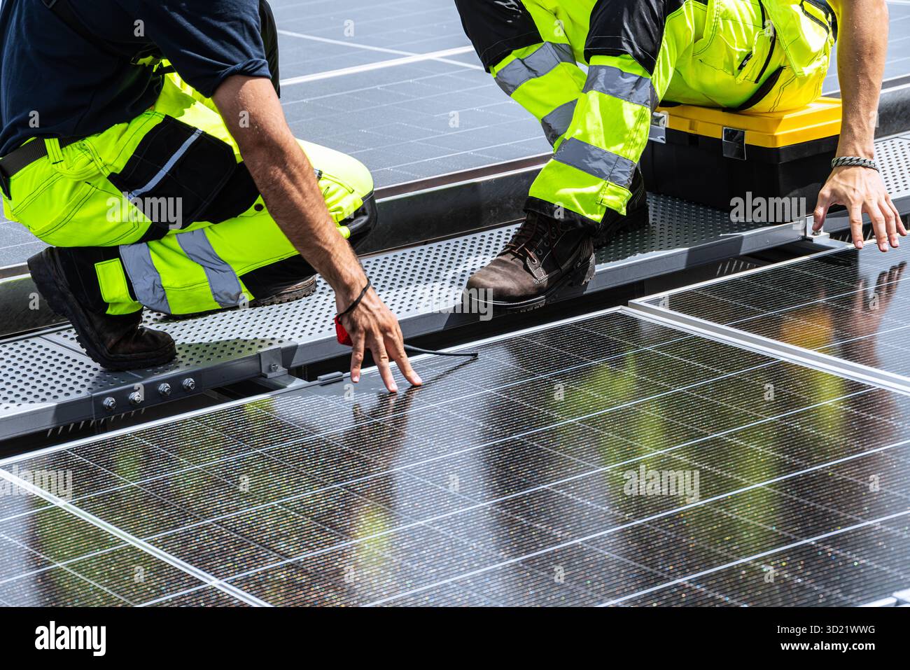 Professional Engineer Service Solar Panel. Worker Maintenance Cleaning ...