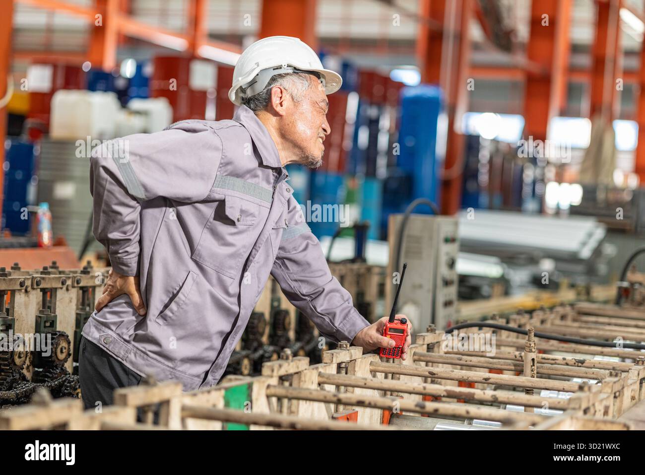 Senior Asian worker muscle pain, Suffer from back pain, health problem ...
