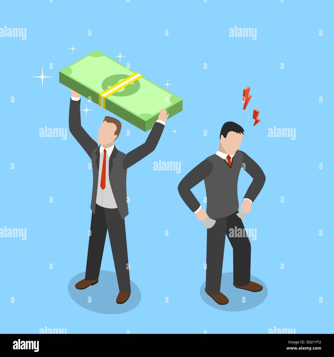 3D Isometric Flat Illustration of Class Inequality, Income Disparity ...