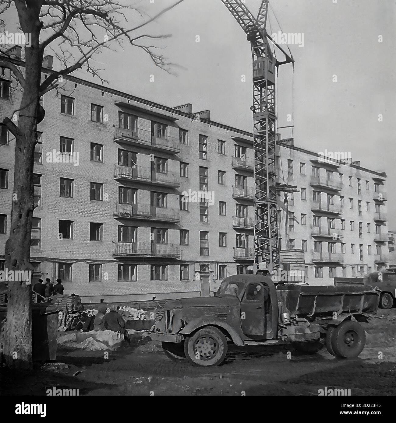 USSR, Ukrainian SSR, 1960s. Sloviansk, Donetsk Oblast. A construction ...