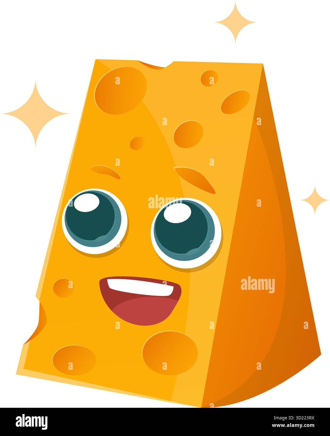 Cartoon piece of cheese. Cheerful cheesy character. Delicious dairy ...