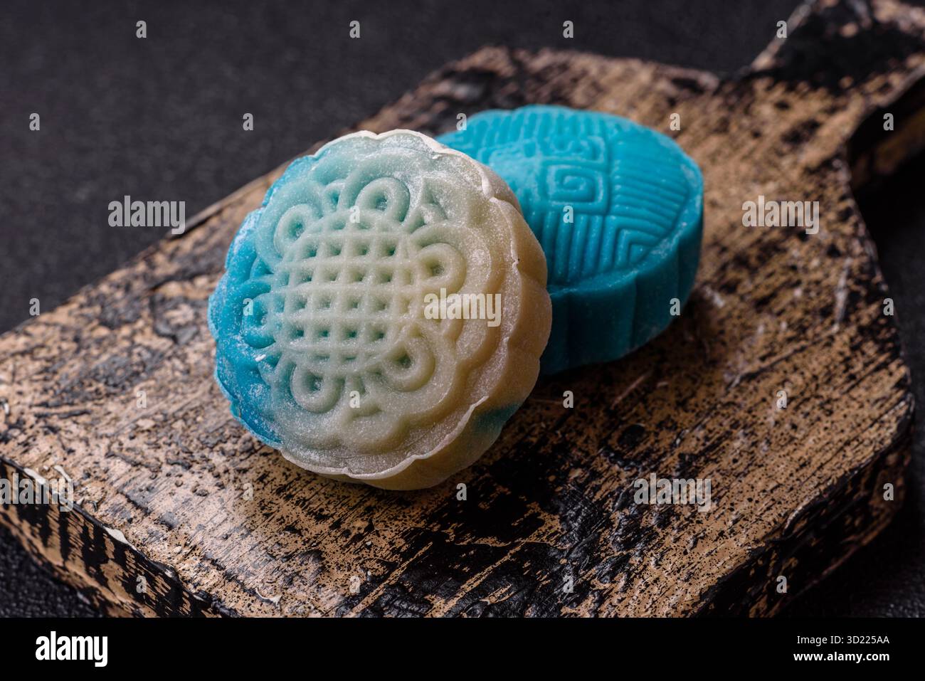 Chinese mooncake is an Asian sweet dessert with a coating of rice dough ...