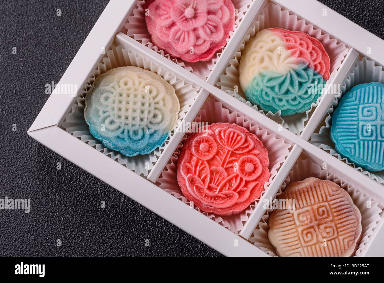 Chinese mooncake is an Asian sweet dessert with a coating of rice dough ...