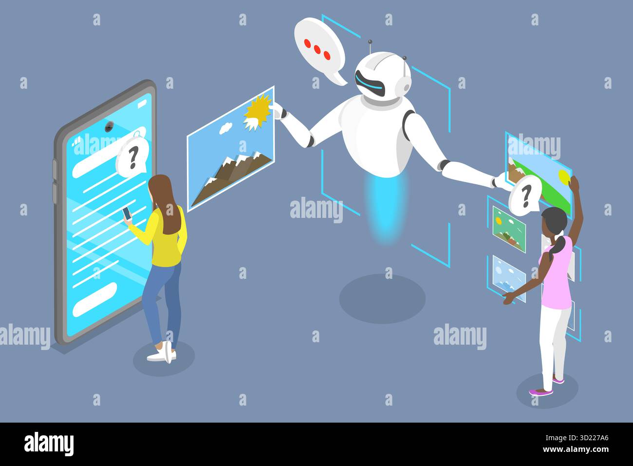 3D Isometric Flat Illustration of AI Prompt Engineer, Artificial ...