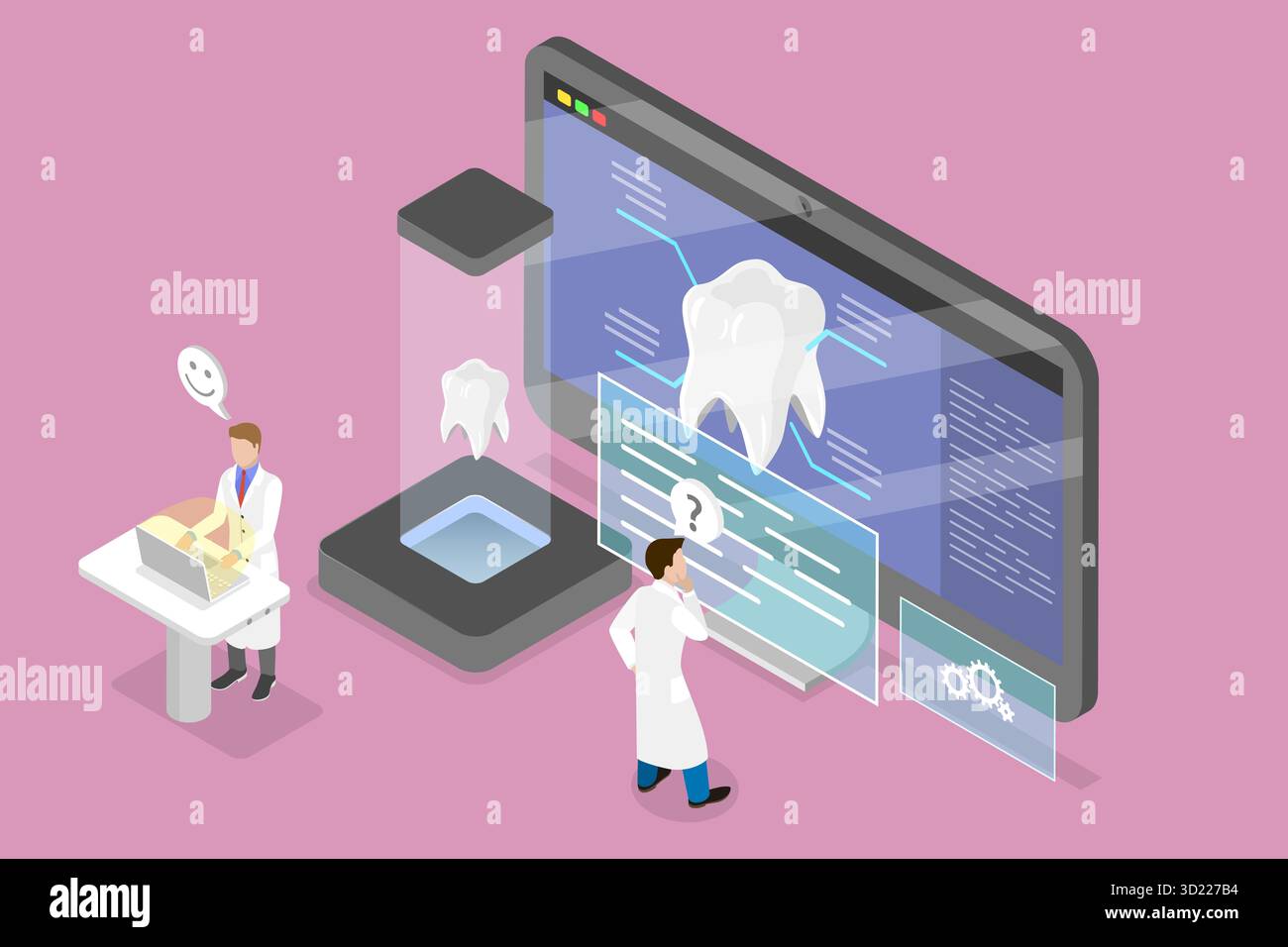 3D Isometric Flat Illustration of Dental Health Check-up, Dentistry ...