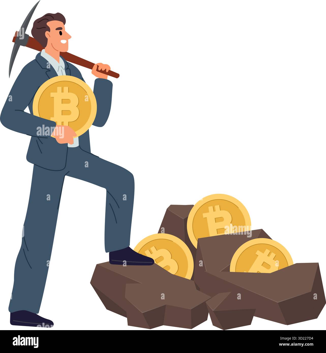 Businessman pickaxe bitcoin in Cut Out Stock Images & Pictures - Alamy