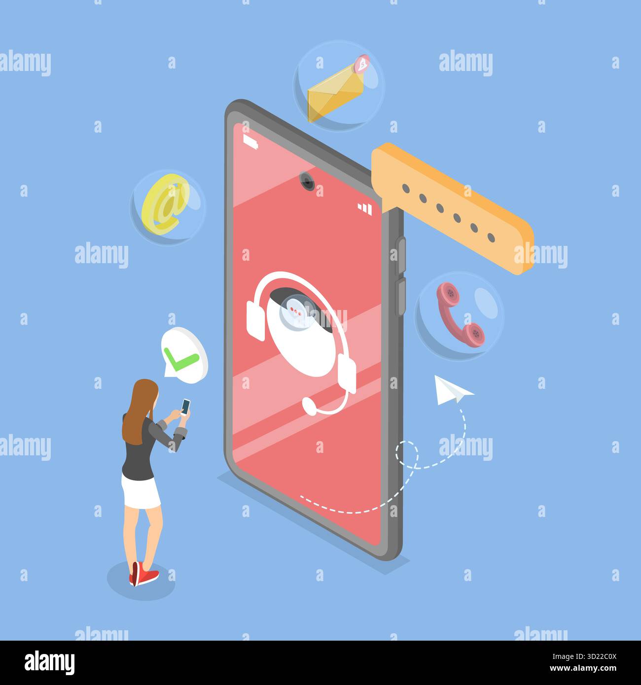 3D Isometric Flat Illustration of Contact Us, Company Information Stock ...