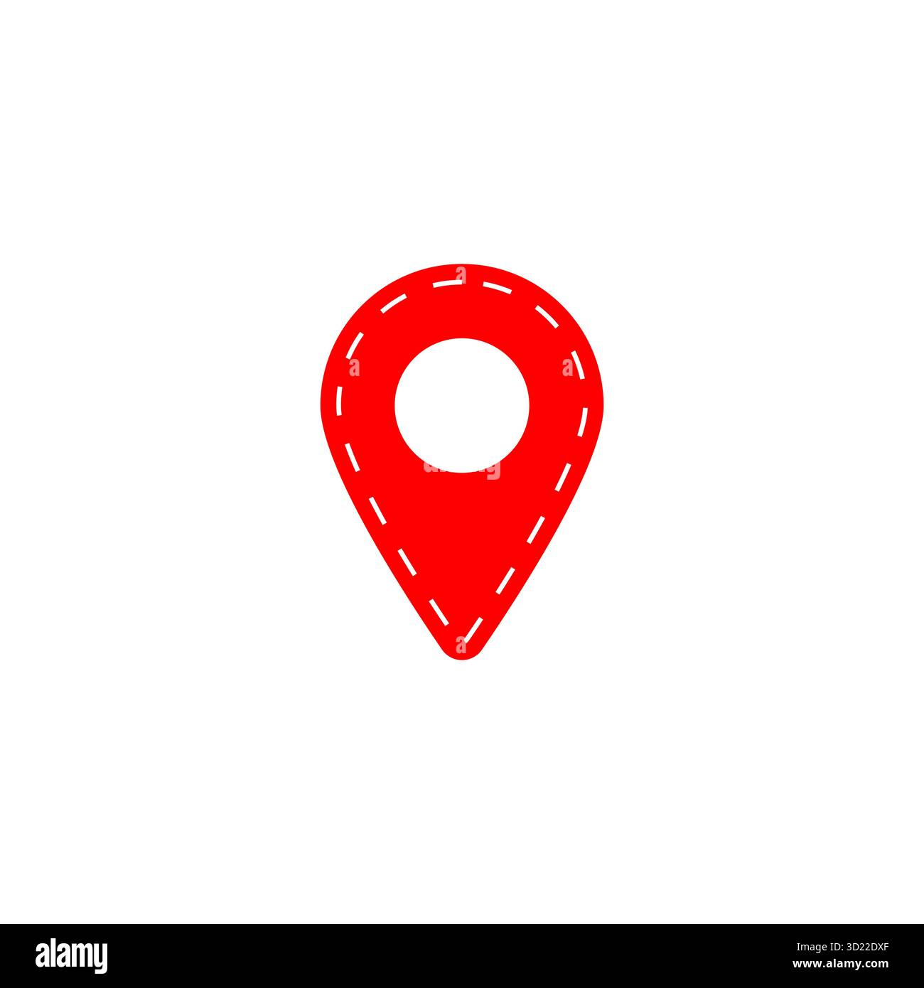 Red location pin vector with dashed map marker isolated on white ...