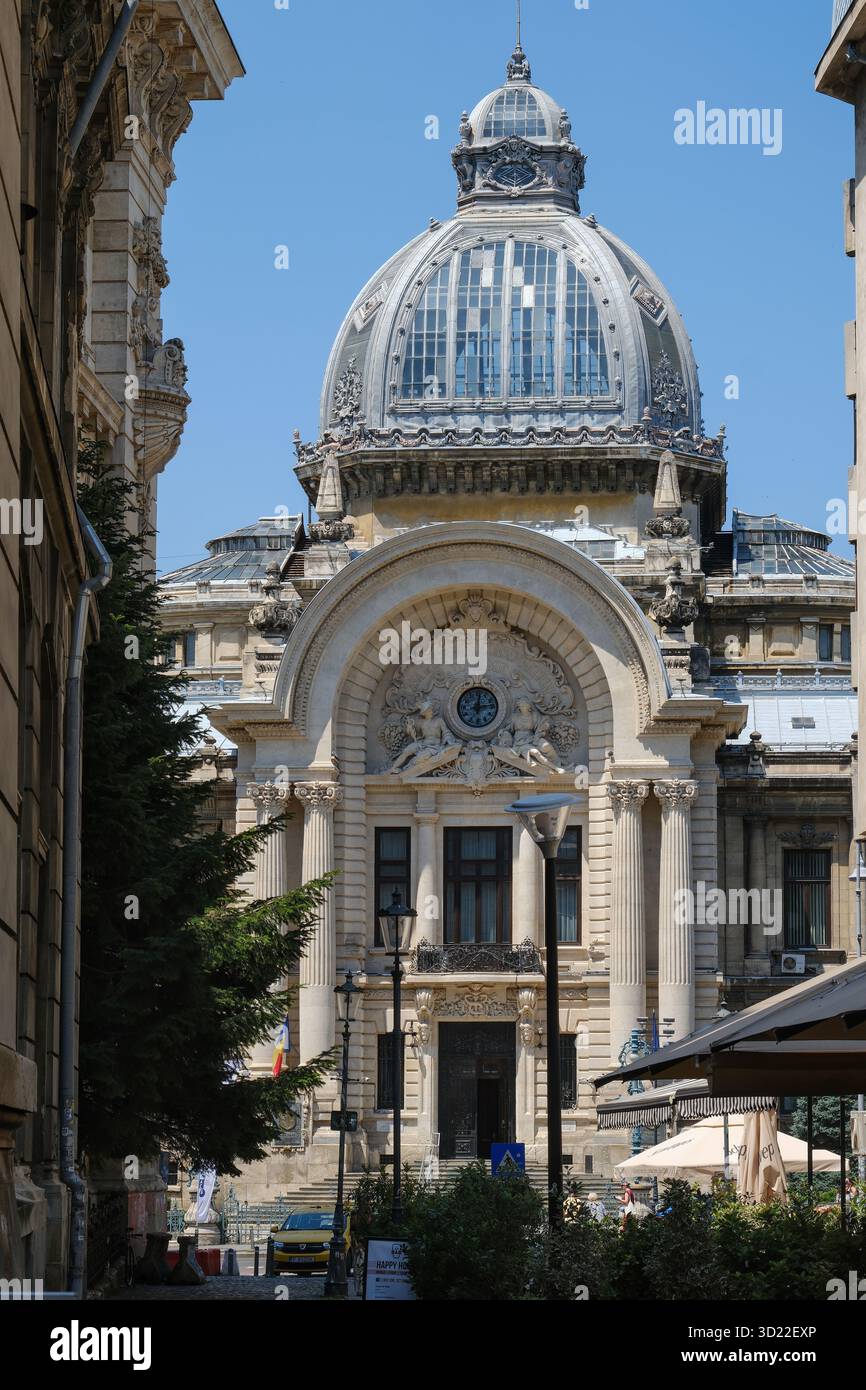 Bucharest, Romania - June 24, 2024: CEC Palace Building Dome in Bucharest Romania Stock Photo ...