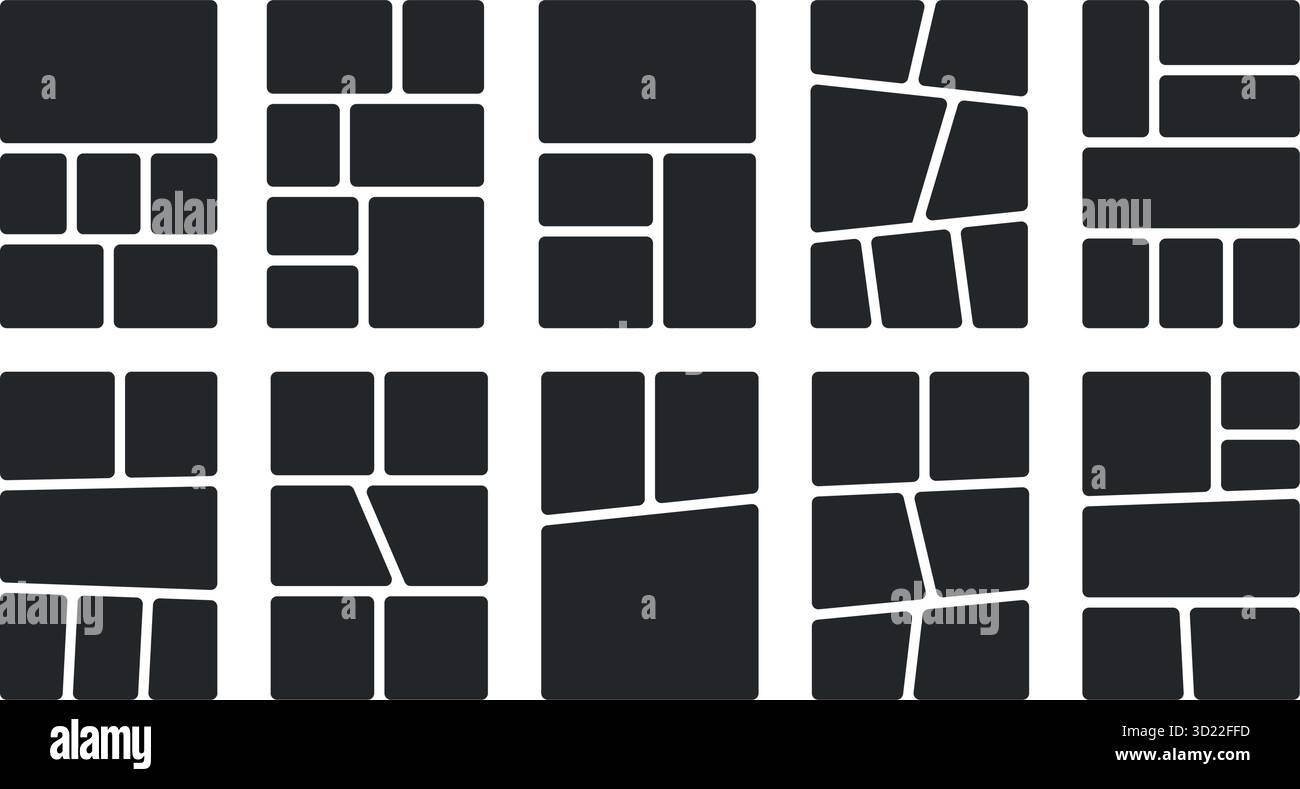 Comic book panels set. Manga collage blank template. Storyboard layout ...