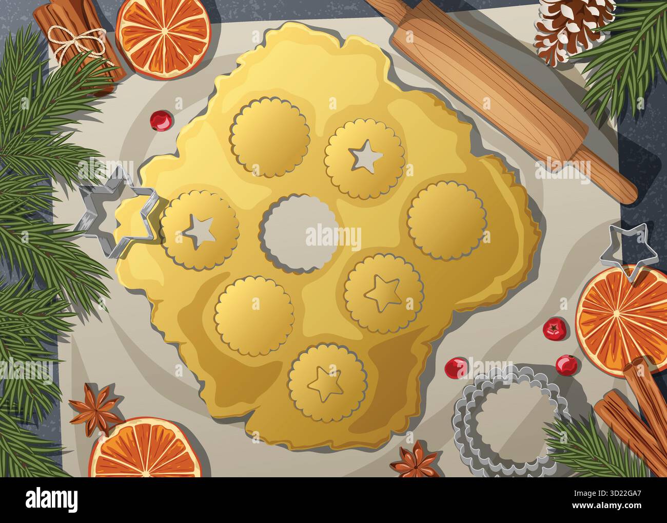 Christmas pine cone overhead Stock Vector Images - Alamy