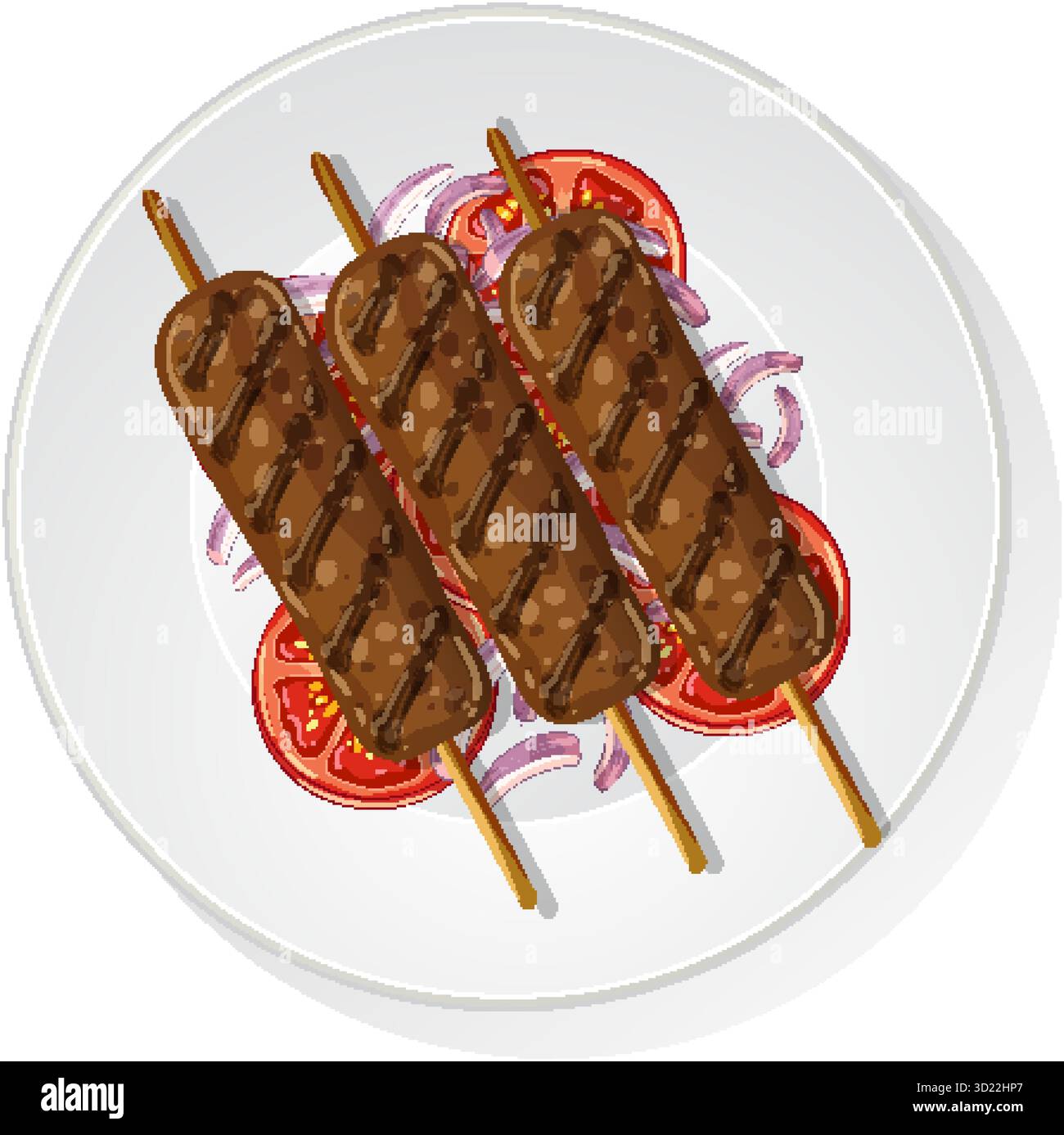 Three grilled kebab skewers Stock Vector Images - Alamy