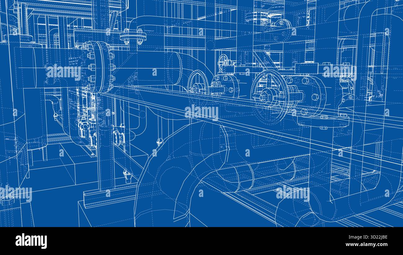 Industrial Blueprint of Complex System. Vector Stock Vector Image & Art ...
