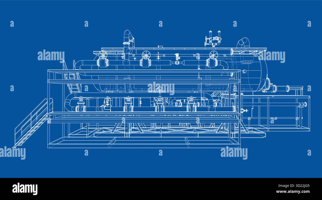 Detailed blueprint industrial machinery Stock Vector Images - Alamy