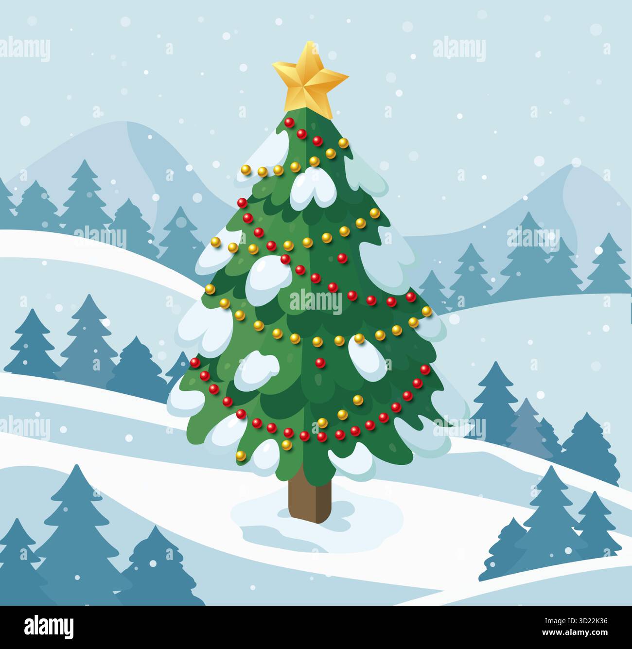 Minimal christmas tree landscape Stock Vector Images - Alamy