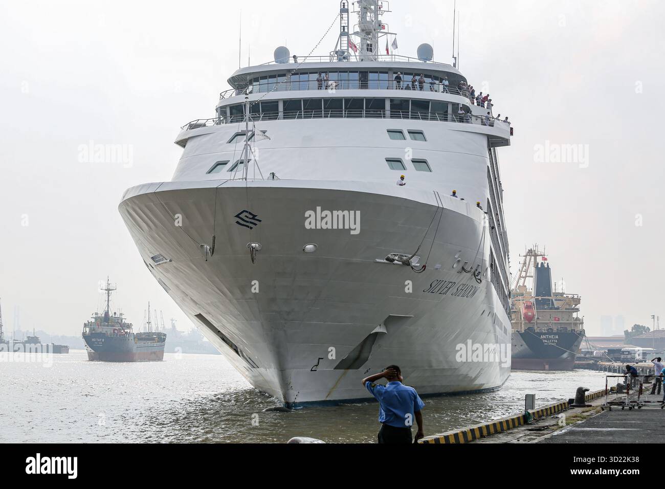 Luxury cruise ship SILVER SHADOW (Silversea) in stopover moored in Ho ...