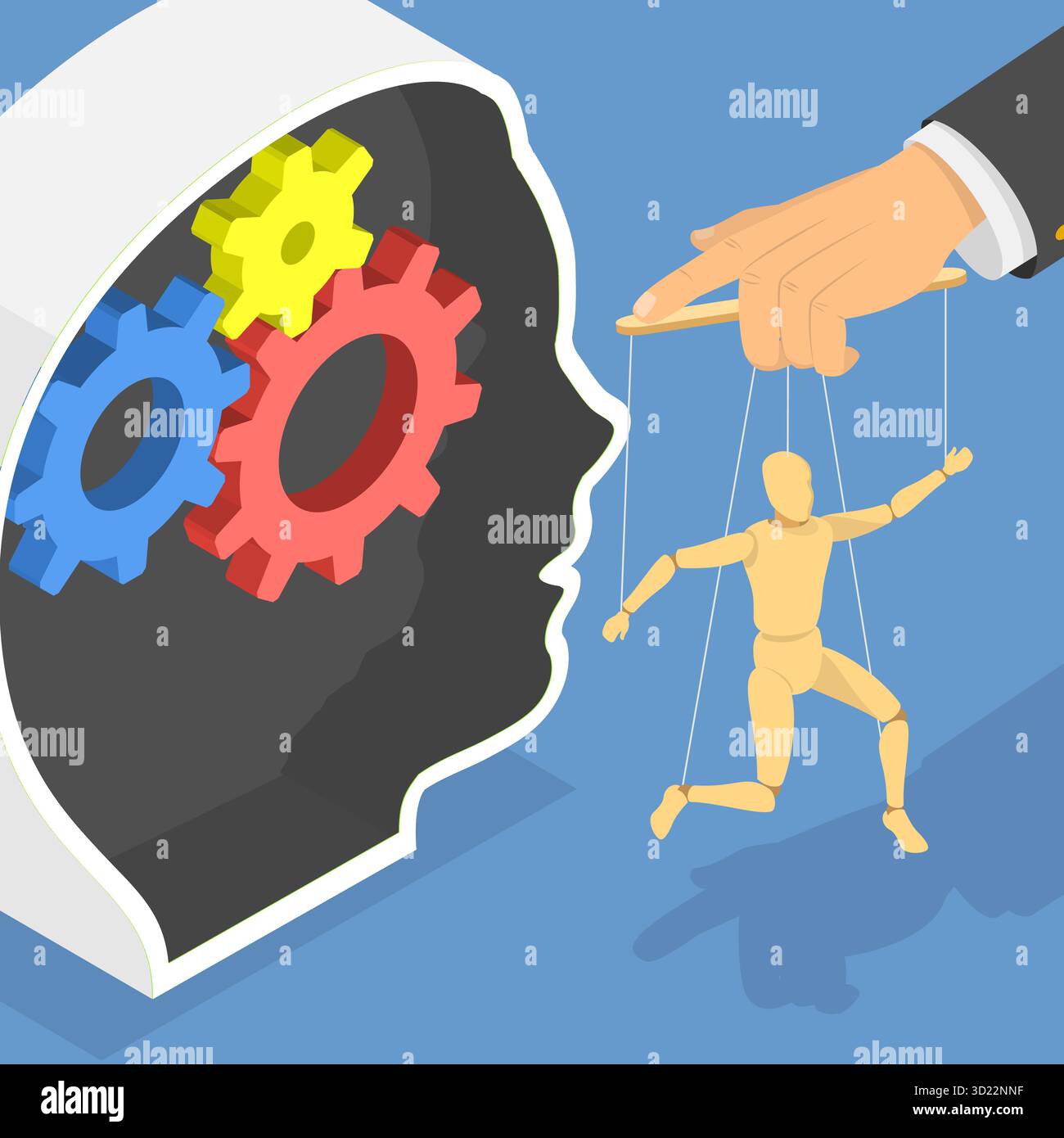 3D Isometric Flat Illustration of Manipulator , Puppet Master Control ...