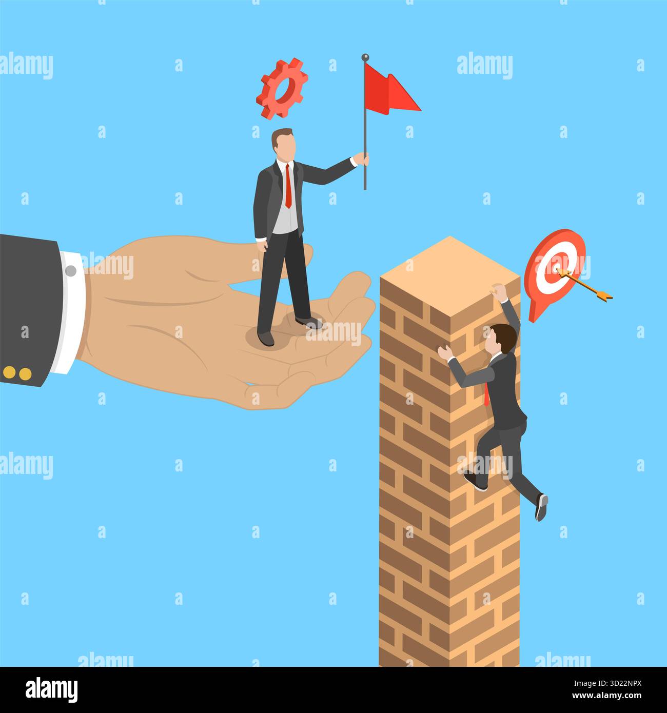 3D Isometric Flat Illustration of Unfair Business World, Bribery and ...