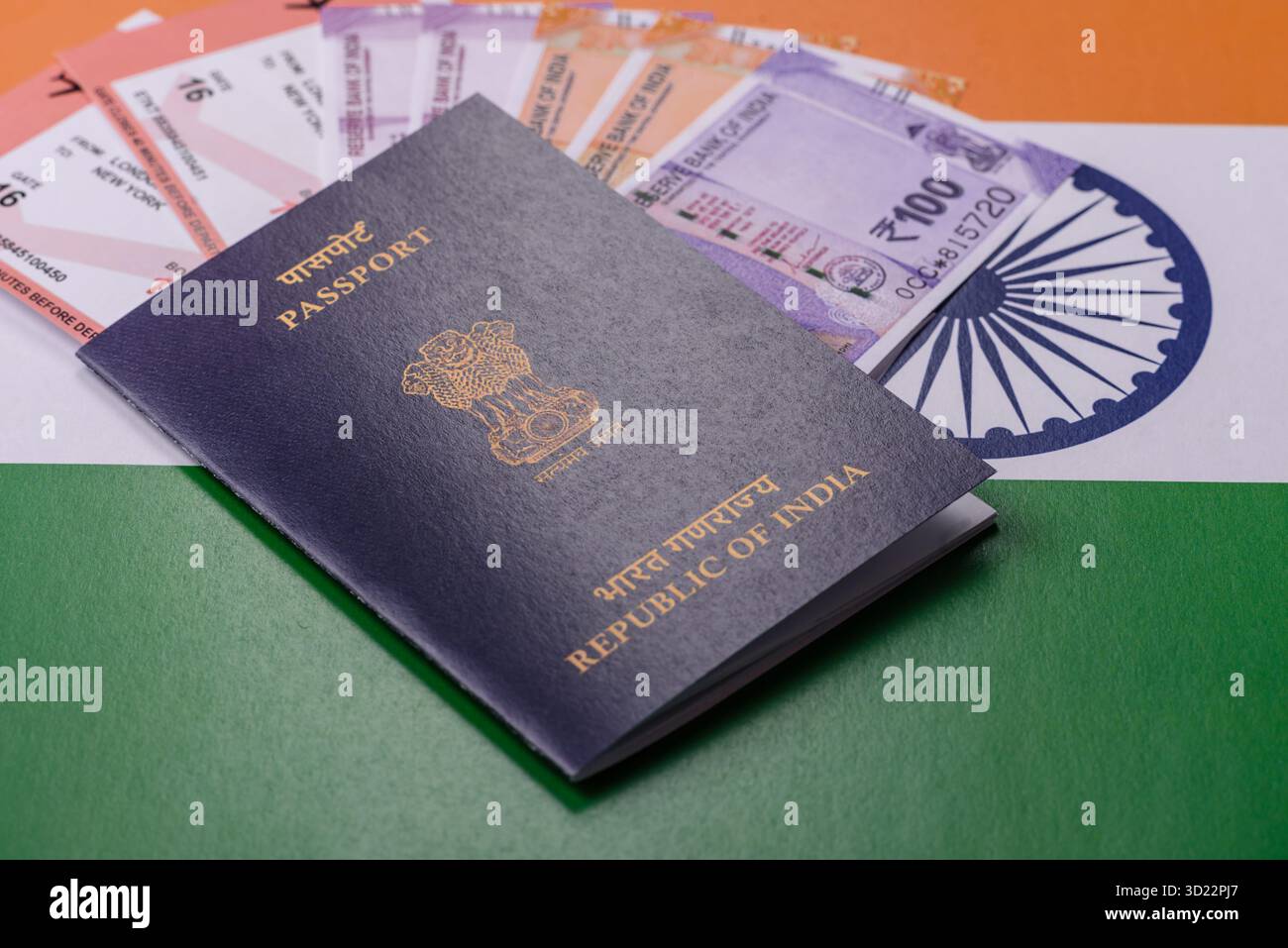 Indian passport and tickets for travelling, flying and doing business ...