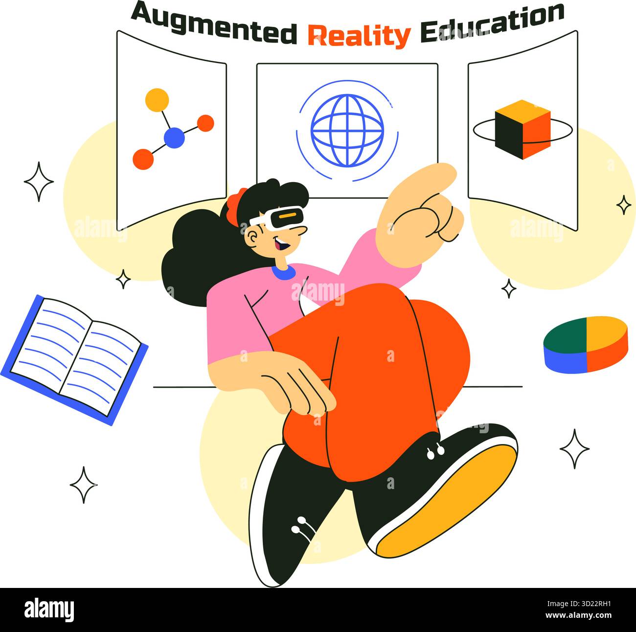 Augmented Reality Education Vector Illustration Featuring AR Modern ...