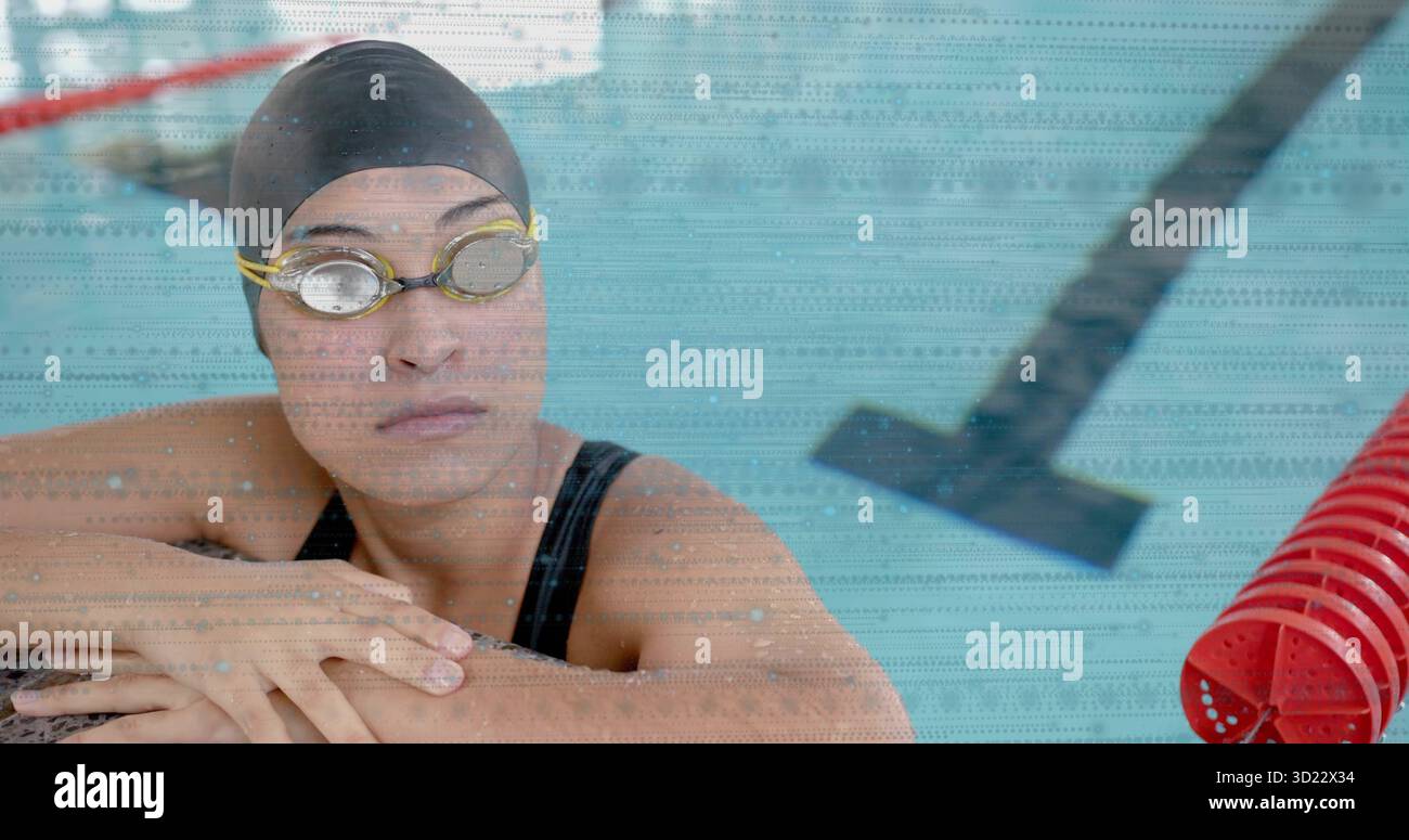 Female swimmer resting on lane hi-res stock photography and images - Alamy