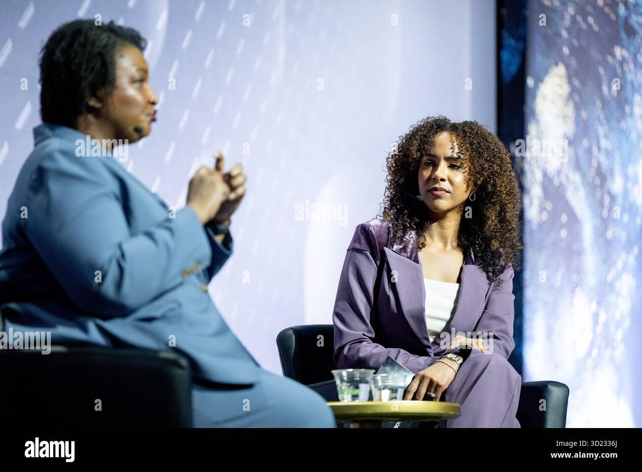 Stacey Abrams and Dr. Rachel Gillum speak onstage during the AFROTECH ...