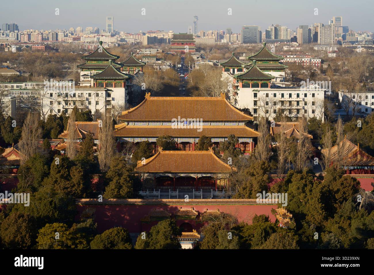 Jingshan Park, Beijing, China. Historic Chinese temple complex with ...