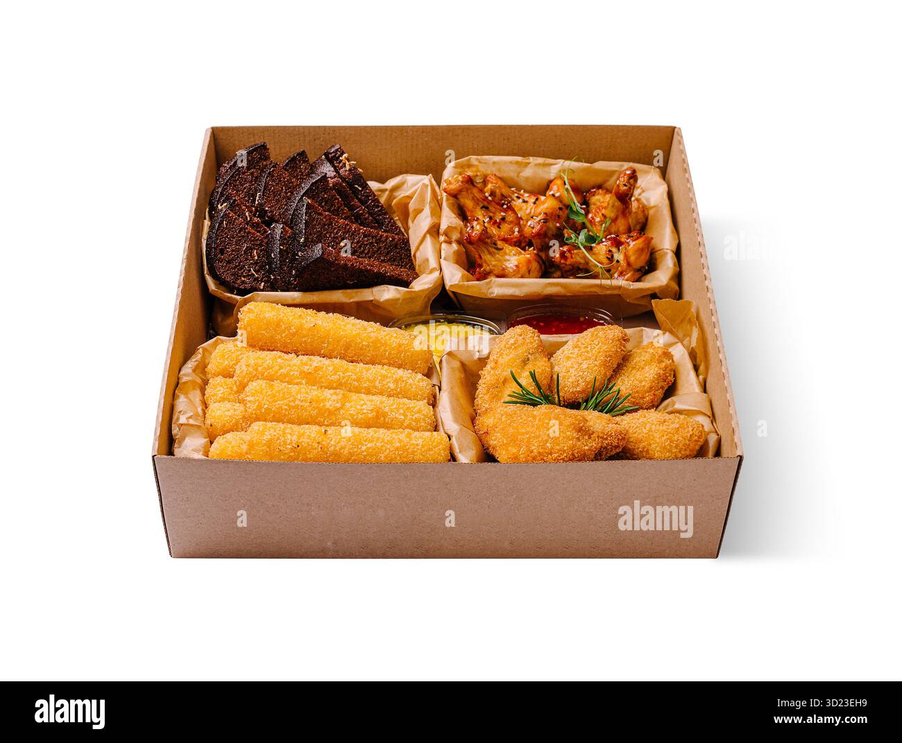 A vibrant snack platter showcases crispy fried foods and savory ...