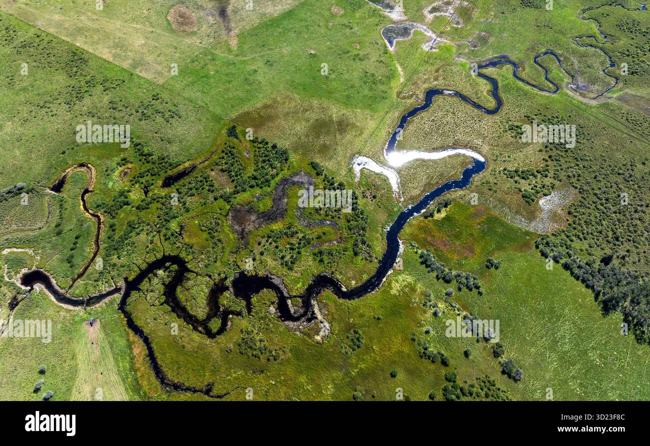 Aerial view meandering river flowing hi-res stock photography and ...
