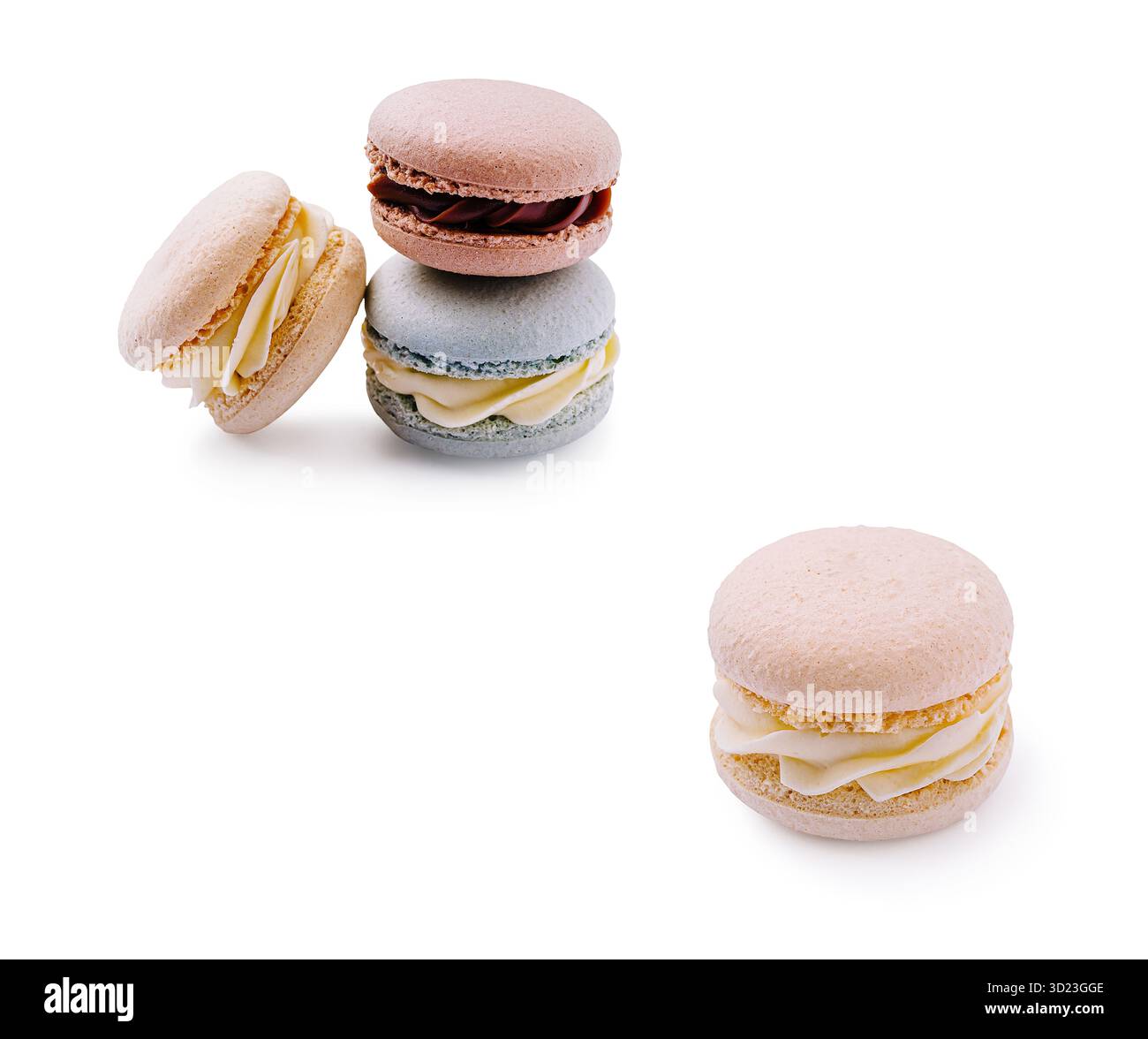 This treat showcases a light pink macaroon with a smooth, creamy ...