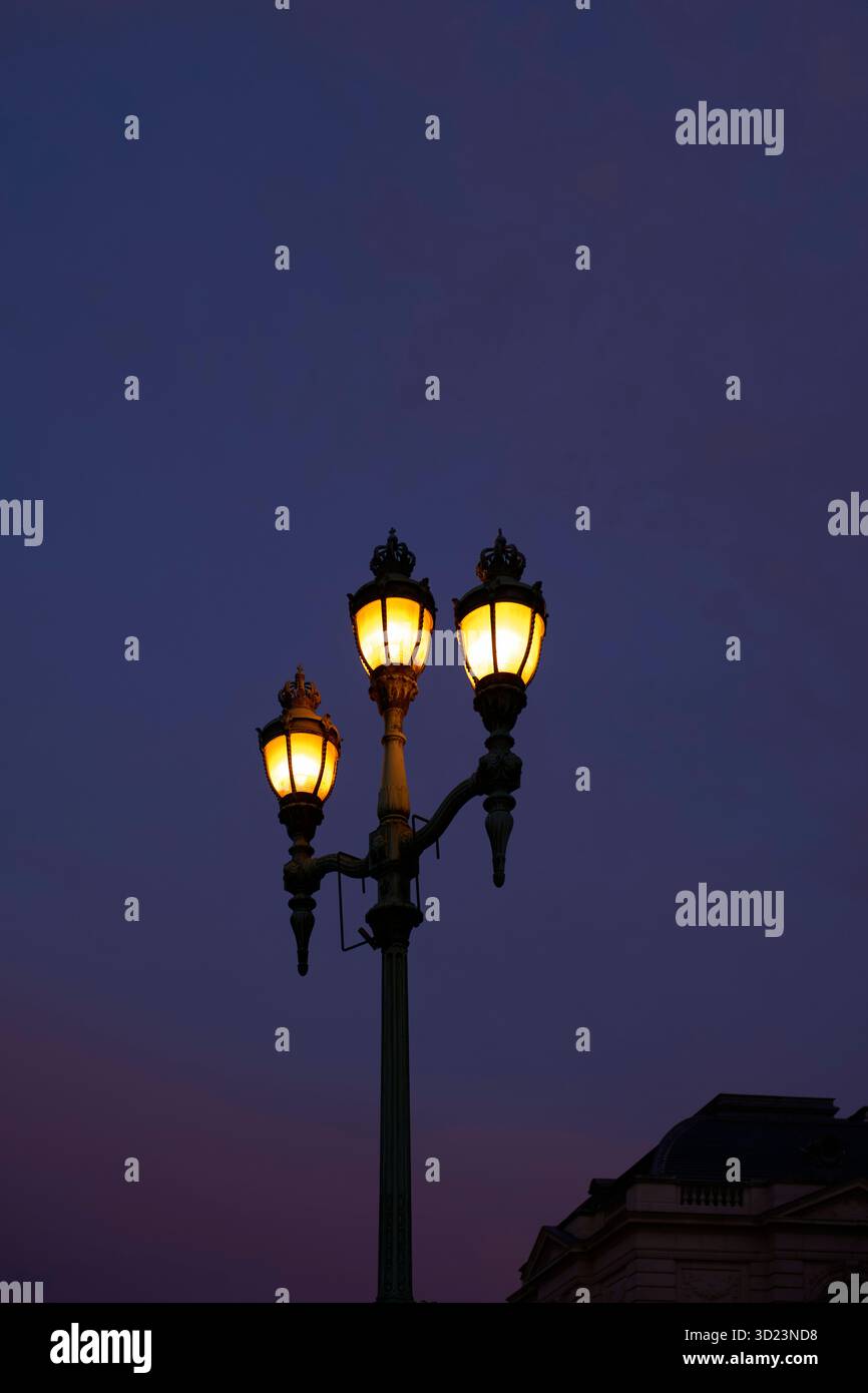 Three vintage street lamps hi-res stock photography and images - Alamy