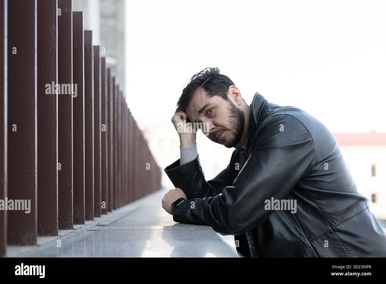 Depressed sad man looks space hi-res stock photography and images - Alamy