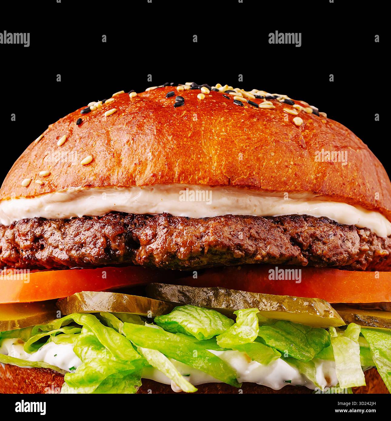 Savory burger fresh toppings hi-res stock photography and images - Alamy