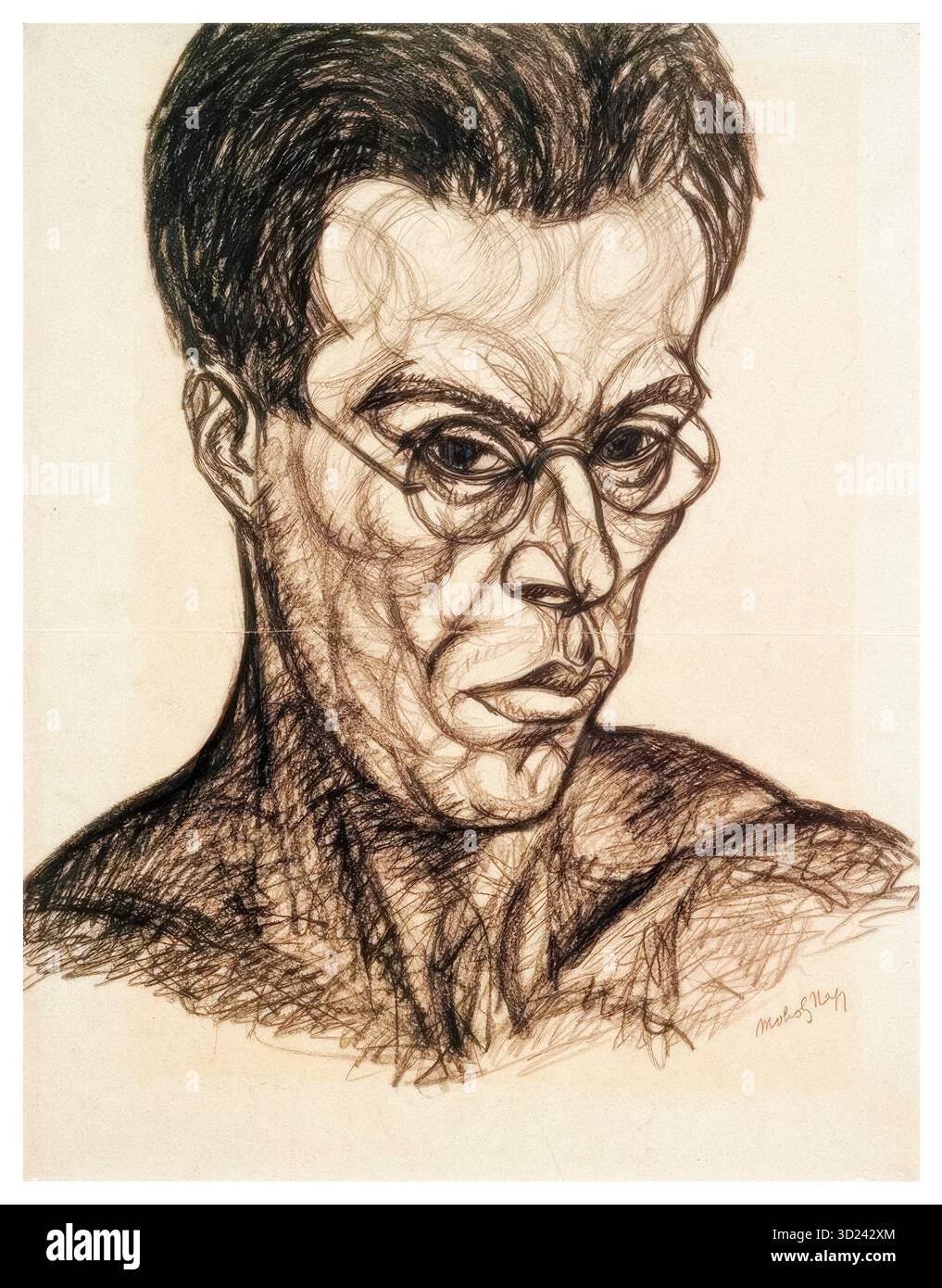 Moholy Nagy. Self-Portrait drawing of the Hungarian constructivist ...