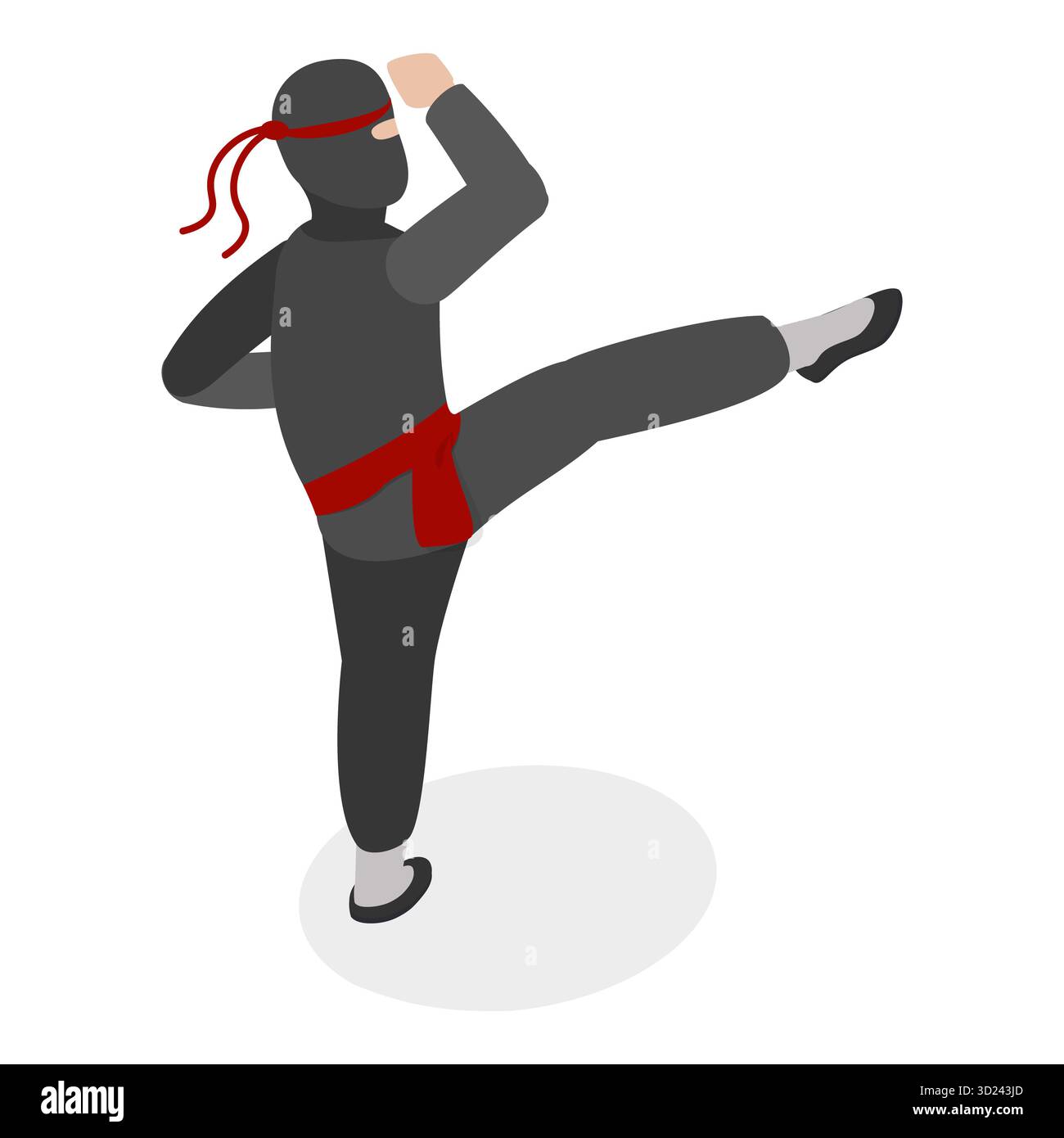 3D Isometric Flat Set of Ninja Warriors, Fighting Poses. Item 3 Stock ...