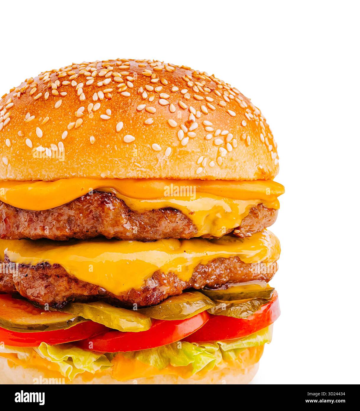 Juicy cheeseburger layers cheese hi-res stock photography and images ...