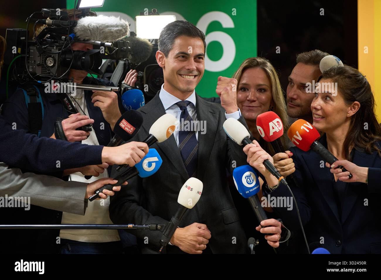 Rob Jetten, leader of the Democrats 66, D66, celebrates one day after ...