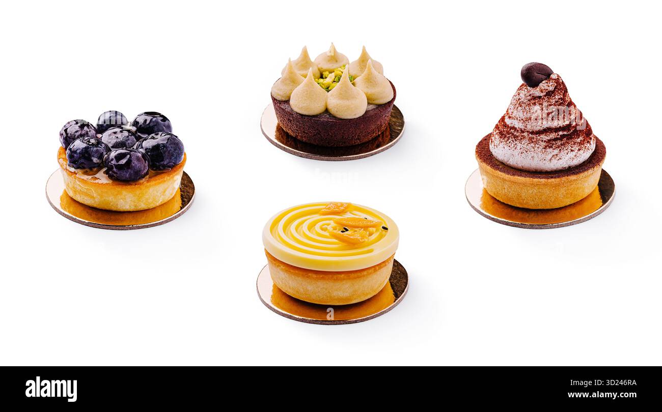 Assorted pastries and desserts displayed in an elegant arrangement ...