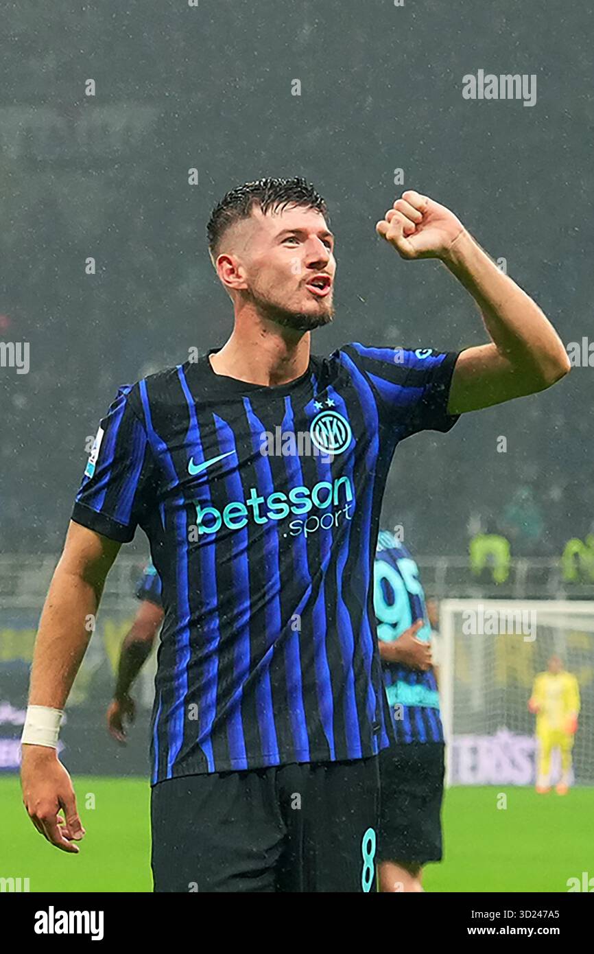 Inter MilanÕs Petar Sucic celebrates after scoring 2-0 during the Serie ...