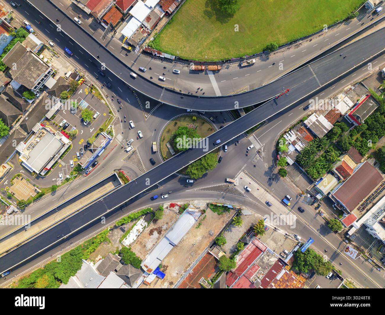 Aerial view of the Simpang Empat Jombor interchange with its elevated ...