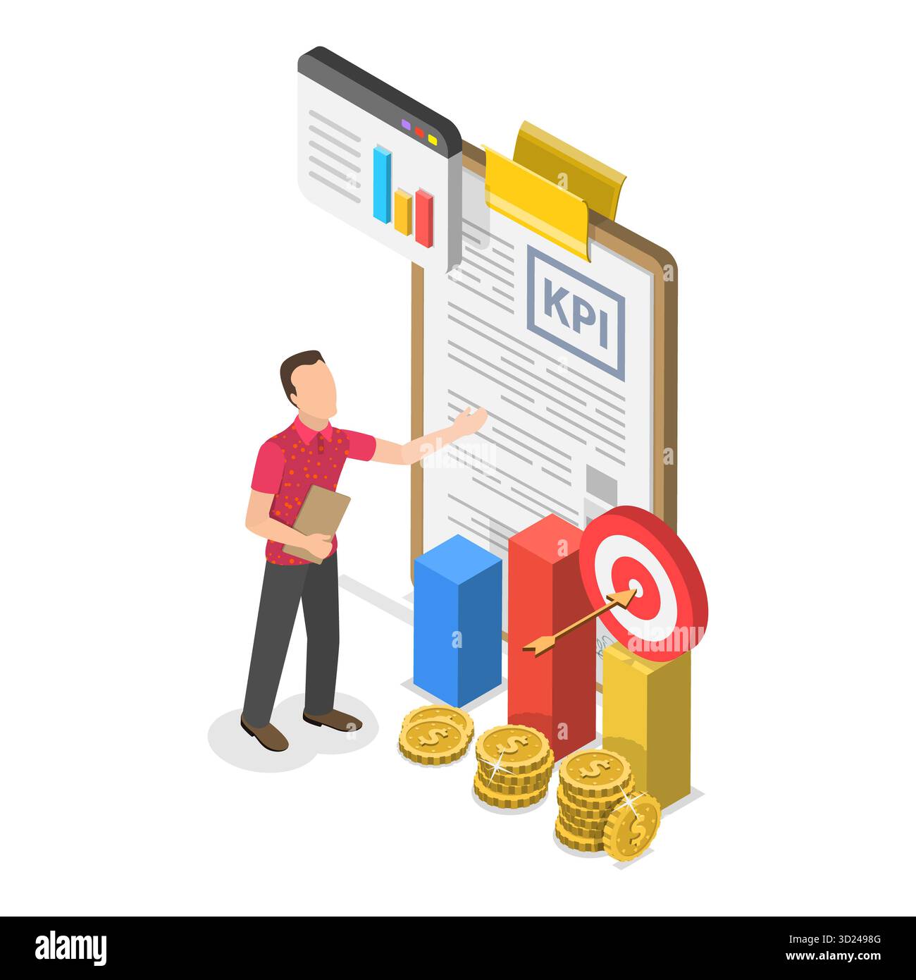 3D Isometric Flat Conceptual Illustration of Budget And Financial ...