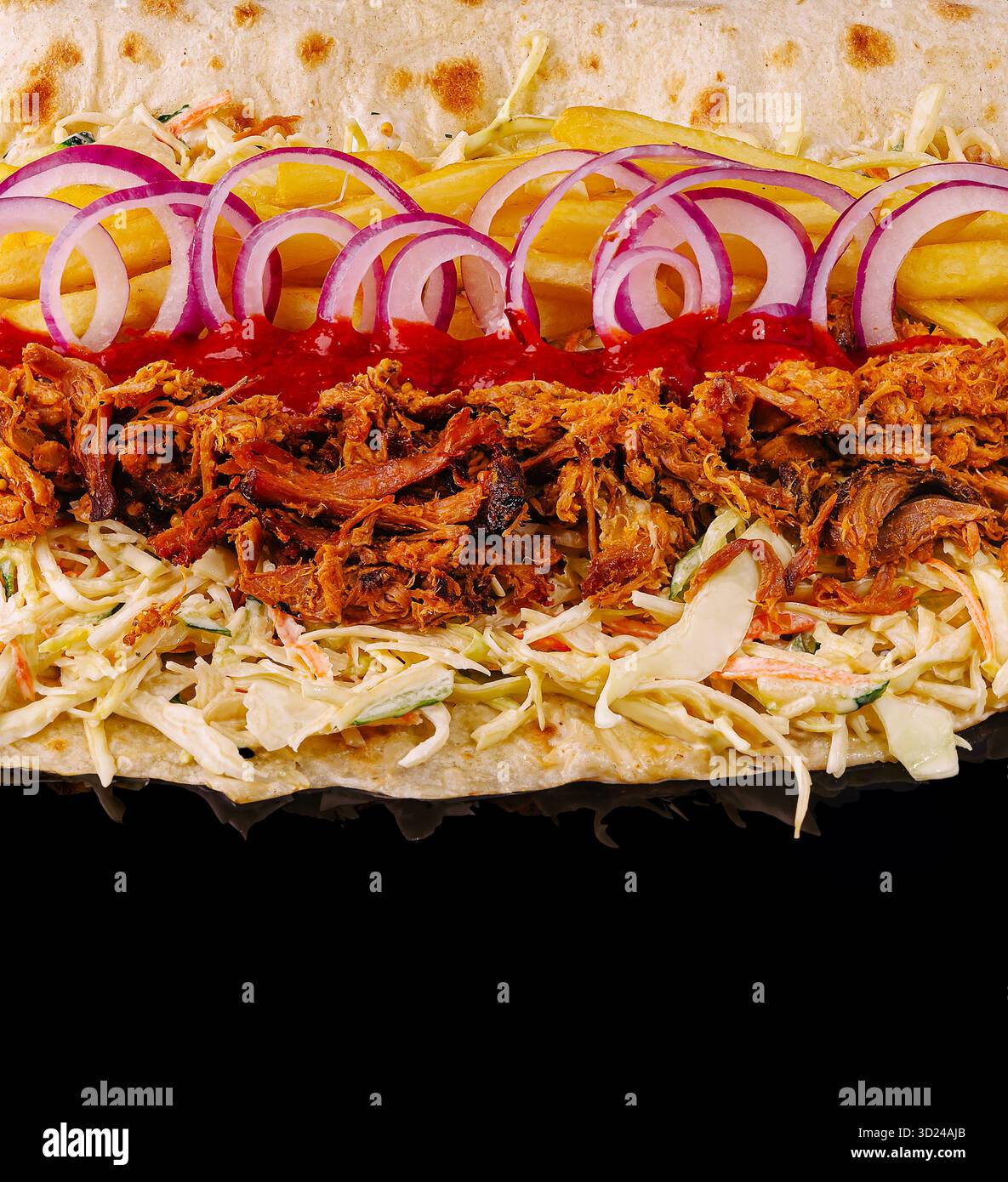Delicious street food wrap filled with savory ingredients and vibrant ...